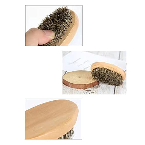 Aokes Beard Brush and comb for Men-100% Natural Wooden & Black Boar Bristle for Mens Grooming Hair and Beard, hair& beard comb for men (Light Brown)