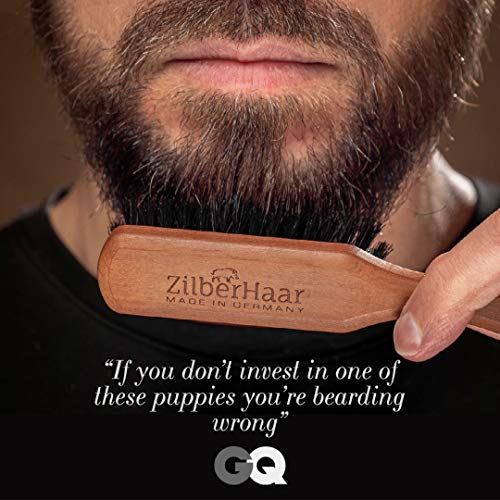 Beard Brush by ZilberHaar - Stiff Boar Bristles - Beard Grooming Brush for Men - Straightens and Promotes beard growth - Works with Beard Oil and Balm to Soften Beard – For beard kits - 6 inches long