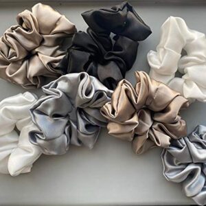 6 Pieces Satin Silk Scrunchies for hair, Big Hair Scrunchies Satin Hair Ties Ponytail Holder No Hurt Your Hair