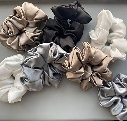 6 Pieces Satin Silk Scrunchies for hair, Big Hair Scrunchies Satin Hair Ties Ponytail Holder No Hurt Your Hair