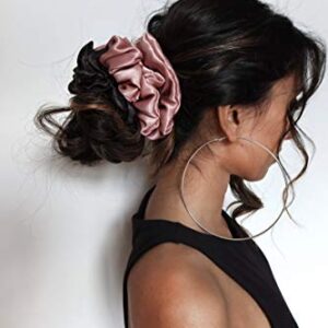 6 Pieces Satin Silk Scrunchies for hair, Big Hair Scrunchies Satin Hair Ties Ponytail Holder No Hurt Your Hair