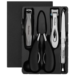 norchan large nail clippers set, 5 pcs sharp toenail and fingernail clippers for men and women (premium, big size, heavy-duty design)