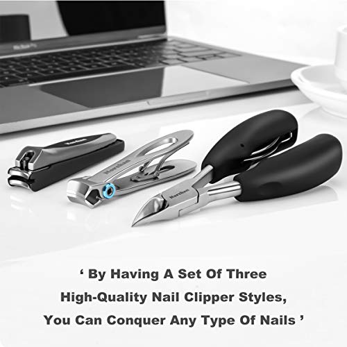 Norchan Large Nail Clippers Set, 5 Pcs Sharp Toenail and Fingernail Clippers for Men and Women (Premium, Big Size, Heavy-Duty Design)