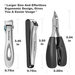 Norchan Large Nail Clippers Set, 5 Pcs Sharp Toenail and Fingernail Clippers for Men and Women (Premium, Big Size, Heavy-Duty Design)