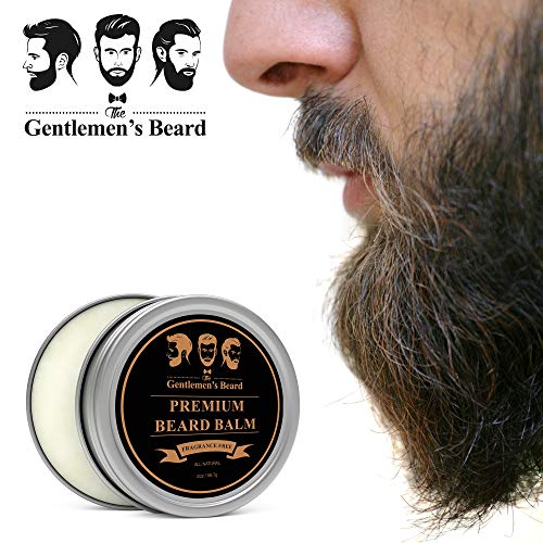 Fragrance Free Beard Oil & Beard Balm Kit - Leave-in Conditioner & Softener - All Natural - Styles, Strengthens, Thickens & Softens Promoting Healthier Beard & Mustache Growth - Moisturizes Skin