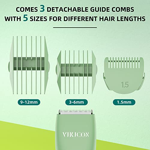 VIKICON Body Hair Trimmer for Men and Women: Electric Groin & Ball Shaver,Cordless Trimmer Clippers Ultimate Male Hygiene Razor, Replaceable Ceramic Blade Heads with Charging Dock,Green