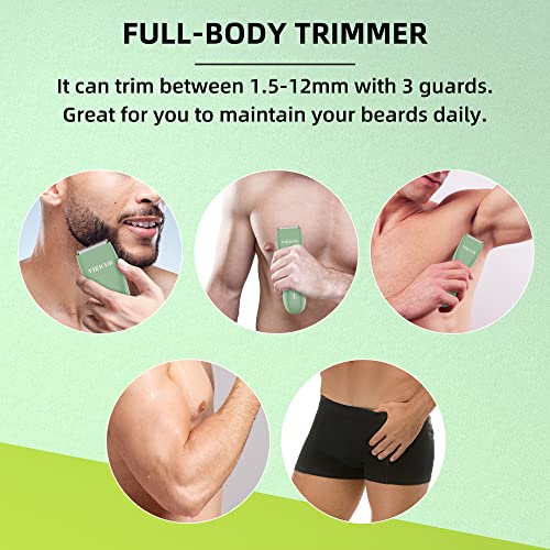 VIKICON Body Hair Trimmer for Men and Women: Electric Groin & Ball Shaver,Cordless Trimmer Clippers Ultimate Male Hygiene Razor, Replaceable Ceramic Blade Heads with Charging Dock,Green