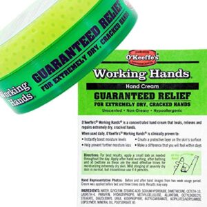 Hand Cream for Dry Cracked Hands and Hand Repair Gloves Bundle: O'Keeffe's Working Hands Cream (Unscented, Non-Greasy 3.2 oz.), Gel Moisturizing Gloves Men or Women (1 pair, Gray, Unscented)