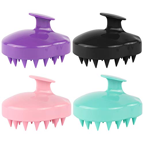 4 Pieces Silicone Hair Scalp Massager Shampoo Brush Scalp Scrubber Cleansing Brush Head Scrubber Dandruff Brush Hair Washing Tool for Women Men or Pets