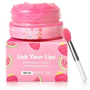 lick your lips berry lip sleeping mask, overnight lip mask, moisturizer hydrating natural lip care treatment for dry cracked chapped lips, moisture & collagen booster, lip balm, hyaluronic acid, vitamin c, collagen, vegan cruelty free