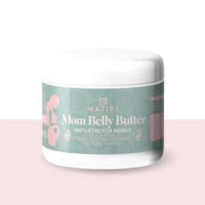 natifi by fertifi mom belly butter maternity stretch marks prevention pregnancy skin care intensive treatment 5.5 oz. collagen, coconut oil, shea butter, almond oil, vitamin e & cucumber. natif-but-1