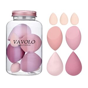 7 pcs multi-color makeup sponge set, foundation blending beauty blender, flawless for liquid creams and powders