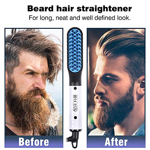 Beard Straightener for Men - Faster Heated Ionic Technology Beard Straightening Comb – Electric Portable Men’s Hair Styling Brush for Him Dad Husband