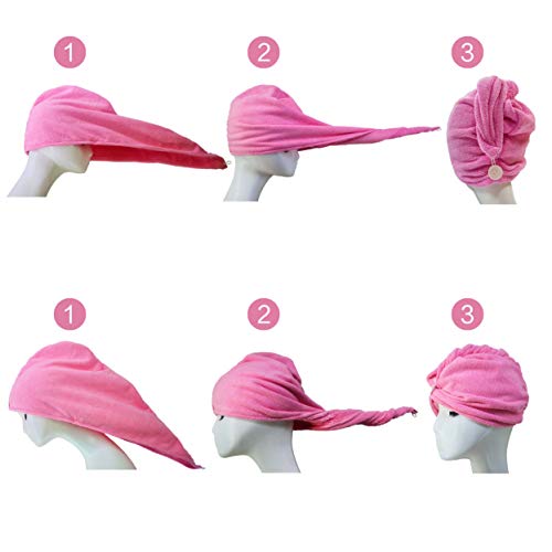 Polyte Microfiber Hair Turban Wrap Drying Towel, 12 x 28 in, 4 pack (Blue,Pink,Purple,White)