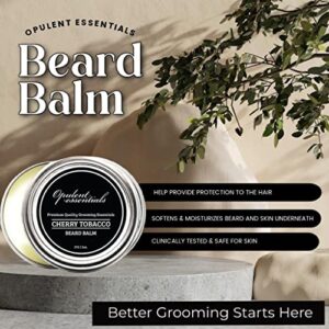 Opulent Essentials Beard Balm, Beard Growth Softener Moisturizer Conditioner, Cherry Tobacco Scent