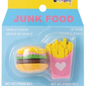 iscream Junk Food Burger and Fries Shaped Vanilla Scented Lip Balm Set