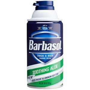 barbasol soothing aloe thick and rich shaving cream for men, 10 oz (pack of 6)