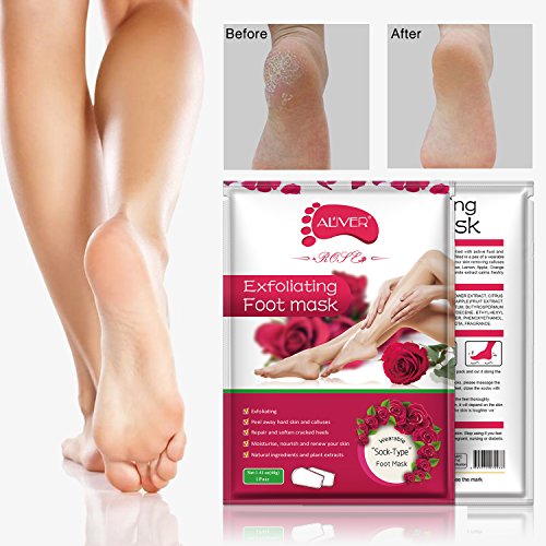 Foot Peel Mask - (3 Packs) Peeling Away Calluses and Dead Skin Cells - Exfoliating Foot Mask, Baby Soft Smooth Touch Feet-Men Women (Rose )