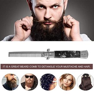 Switchblade Comb, 3Colors Stainless Steel Switchblade Spring Pocket Oil Hair Comb Foldable Hairstyling Brush(Black )