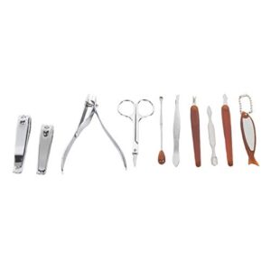 Treasure Gurus 10 pc Manicure Pedicure Tool Kit Grooming Set Heavy Duty Nail Clipper Nipper Tweezers Case