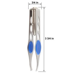 Trenton Gifts Stainless Steel Tweezers with LED Light for Precision Hair Removal (Set of 3)