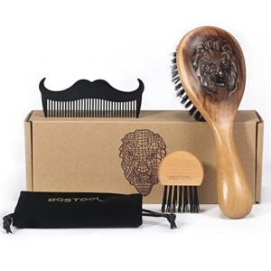 bestool beard brush, 100% boar bristle beard brush and comb grooming set for men to add shine and smooth makes a great gift for him