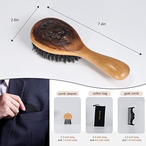 BESTOOL Beard Brush, 100% Boar Bristle Beard Brush and Comb Grooming Set for Men to Add Shine and Smooth Makes a Great Gift for Him