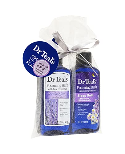 Dr Teal's Foaming Bath Holiday Gift Combo Pack (6 fl oz Total), Soothe & Sleep with Lavender, and Sleep Bath with Melatonin. Treat Your Skin, Your Senses, and Your Stress.