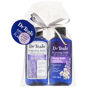 Dr Teal's Foaming Bath Holiday Gift Combo Pack (6 fl oz Total), Soothe & Sleep with Lavender, and Sleep Bath with Melatonin. Treat Your Skin, Your Senses, and Your Stress.