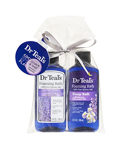 Dr Teal's Foaming Bath Holiday Gift Combo Pack (6 fl oz Total), Soothe & Sleep with Lavender, and Sleep Bath with Melatonin. Treat Your Skin, Your Senses, and Your Stress.