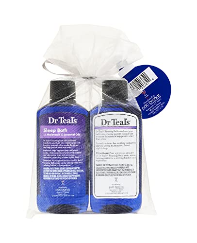 Dr Teal's Foaming Bath Holiday Gift Combo Pack (6 fl oz Total), Soothe & Sleep with Lavender, and Sleep Bath with Melatonin. Treat Your Skin, Your Senses, and Your Stress.