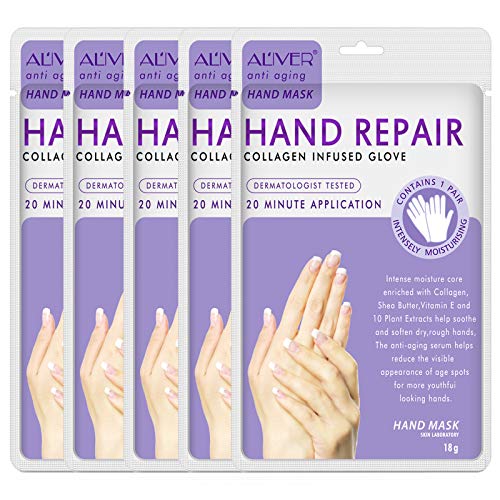 5 Pairs Hands Moisturizing Gloves - Hand Peel Mask Exfoliating Gloves, Hand Repair Glove for Dry Hands Treatment, Remove Dead Skin, Cracked Hands for Women or Men (Lavender Hand Mask)