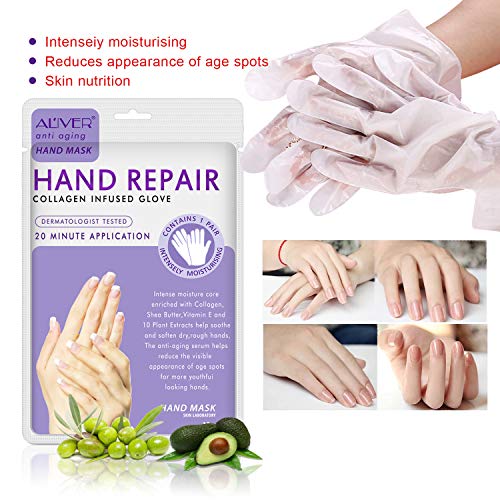 5 Pairs Hands Moisturizing Gloves - Hand Peel Mask Exfoliating Gloves, Hand Repair Glove for Dry Hands Treatment, Remove Dead Skin, Cracked Hands for Women or Men (Lavender Hand Mask)