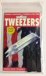 3 pack black oxide uncle bill’s sliver gripper precision key chain tweezers