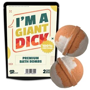 gearsout i’m giant dick funny bath bombs for men – 2 giant orange sorbet fizzers mens bath set novelty gift for guy friends handmade christmas stocking stuffers valentines