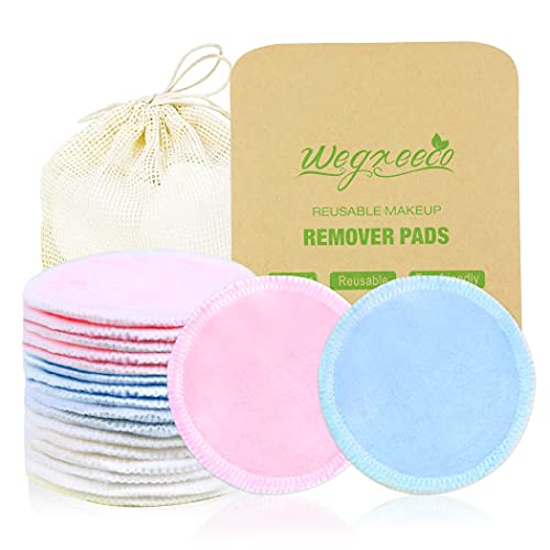 wegreeco Cotton Rounds Reusable -Reusable Bamboo Makeup Remover Pads for All Skin - Bamboo Cotton Cloth for Removing Makeup - Reusable Dog Eye Wipes Tear Stain Remover (Bamboo Velour, 3 Color)