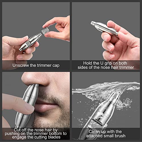 Tutuosto Manual Nose Hair Trimmer Ear Hair & Nose Hair Removal for Men Stainless Steel, Battery-free, Painless, Waterproof, Easy to Clean, and Carry Nose Hair Remover Men's Day Gifts