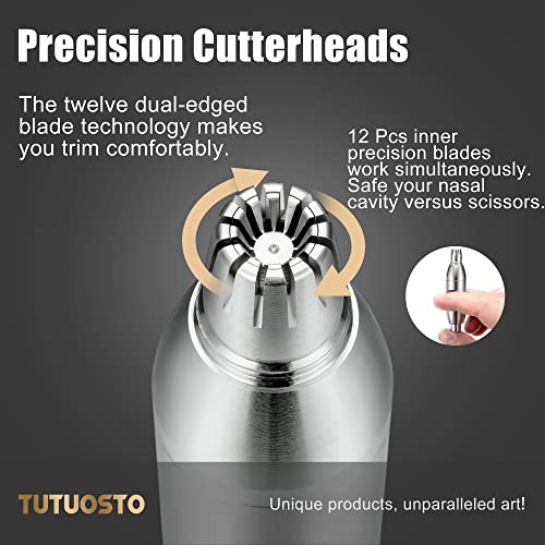 Tutuosto Manual Nose Hair Trimmer Ear Hair & Nose Hair Removal for Men Stainless Steel, Battery-free, Painless, Waterproof, Easy to Clean, and Carry Nose Hair Remover Men's Day Gifts