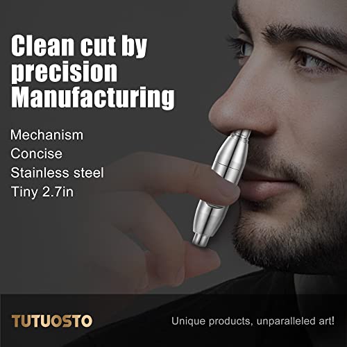 Tutuosto Manual Nose Hair Trimmer Ear Hair & Nose Hair Removal for Men Stainless Steel, Battery-free, Painless, Waterproof, Easy to Clean, and Carry Nose Hair Remover Men's Day Gifts