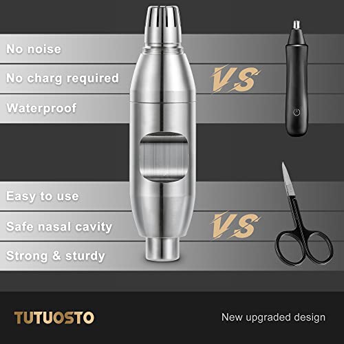 Tutuosto Manual Nose Hair Trimmer Ear Hair & Nose Hair Removal for Men Stainless Steel, Battery-free, Painless, Waterproof, Easy to Clean, and Carry Nose Hair Remover Men's Day Gifts