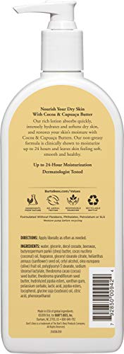 Burts Bees Butter Body Lotion for Dry Skin with Cocoa & Cupuau, 12 Oz (Package May Vary)