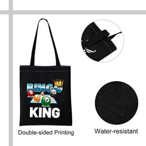 VAMSII Bingo King Tote Bag Bingo Gifts for Men Bingo Player Gifts Bingo Lovers Gifts Bingo Accessories Bag Canvas (Tote Bag)