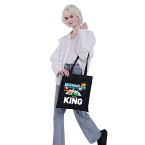 VAMSII Bingo King Tote Bag Bingo Gifts for Men Bingo Player Gifts Bingo Lovers Gifts Bingo Accessories Bag Canvas (Tote Bag)