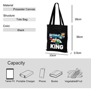 VAMSII Bingo King Tote Bag Bingo Gifts for Men Bingo Player Gifts Bingo Lovers Gifts Bingo Accessories Bag Canvas (Tote Bag)