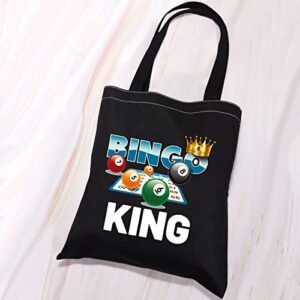 VAMSII Bingo King Tote Bag Bingo Gifts for Men Bingo Player Gifts Bingo Lovers Gifts Bingo Accessories Bag Canvas (Tote Bag)