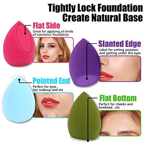 Makeup Sponge Blender Beauty Sponge Set 12pcs and Beauty Foundation Sponge Blender Holder 1PCS,Blending Sponges Cosmetic Puff Flawless for Cream, Liquid Foundation & Powder,Gift for Women