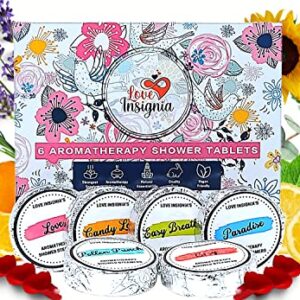 Love Insignia Shower Steamers Aromatherapy-Luxury Gift Set of 6 XXL Organic Shower Bombs for Women with Pure Essential Oil. Stress Relief, Relaxation, and Self Care Mothers Day Birthday Gifts