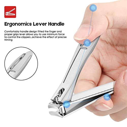 Nail Clippers Set, Silver Sleek Stainless Steel Fingernails and Toenails Clippers, Sturdy Durable Sharp Nail Cutter Trimmer Nail Clipper for Men Women with Metal Box from Sosoon