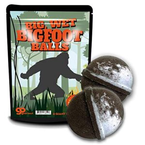 big wet bigfoot balls bath bombs – funny sasquatch design – cool bath bombs for men – giant root beer bath fizzers, handcrafted in the usa, 2 count