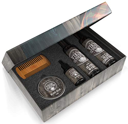 Ultimate Beard Care Conditioner Kit - Beard Grooming Kit for Men Softens, Smoothes and Soothes Beard Itch- Contains Beard Wash & Conditioner, Beard Oil, Beard Balm and Beard Comb- Classic Set